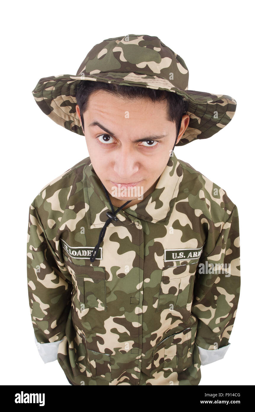 Funny soldier in military concept Stock Photo - Alamy