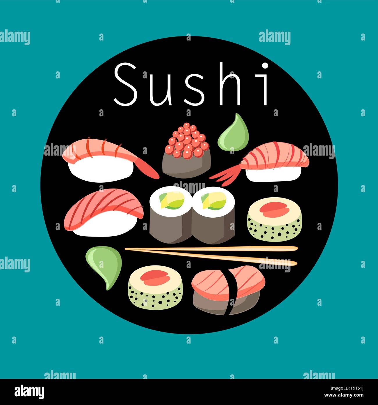 Delicious fresh sushi salmon Stock Vector Images - Alamy