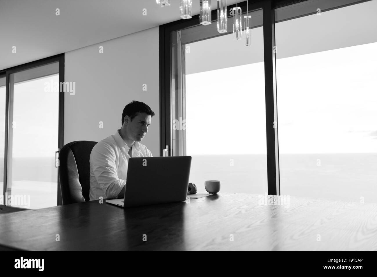 Businessman angry laptop Black and White Stock Photos & Images - Alamy