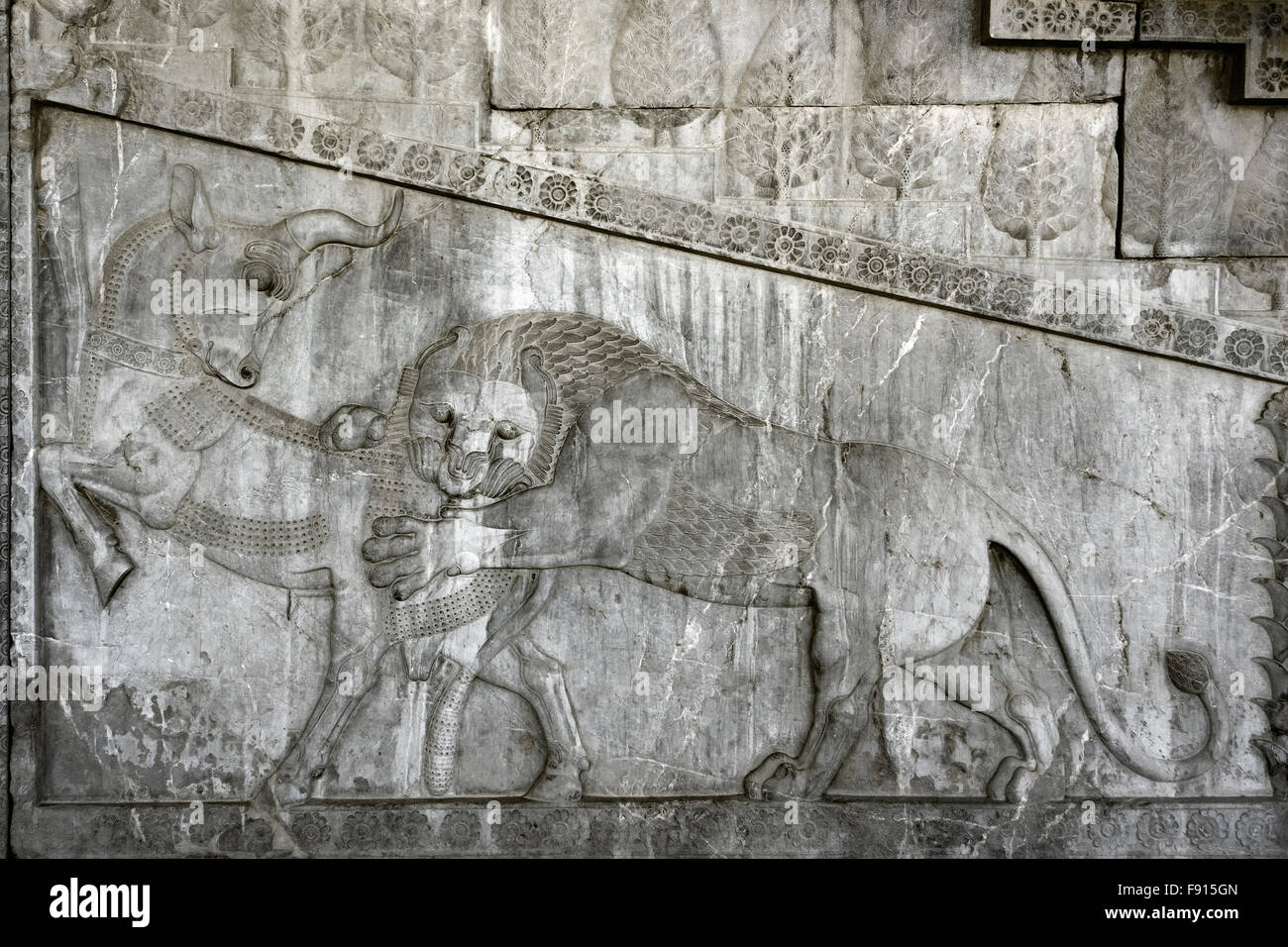 Lion attaching bull 2, Apadana stairway, Apadana eastern staircase ...