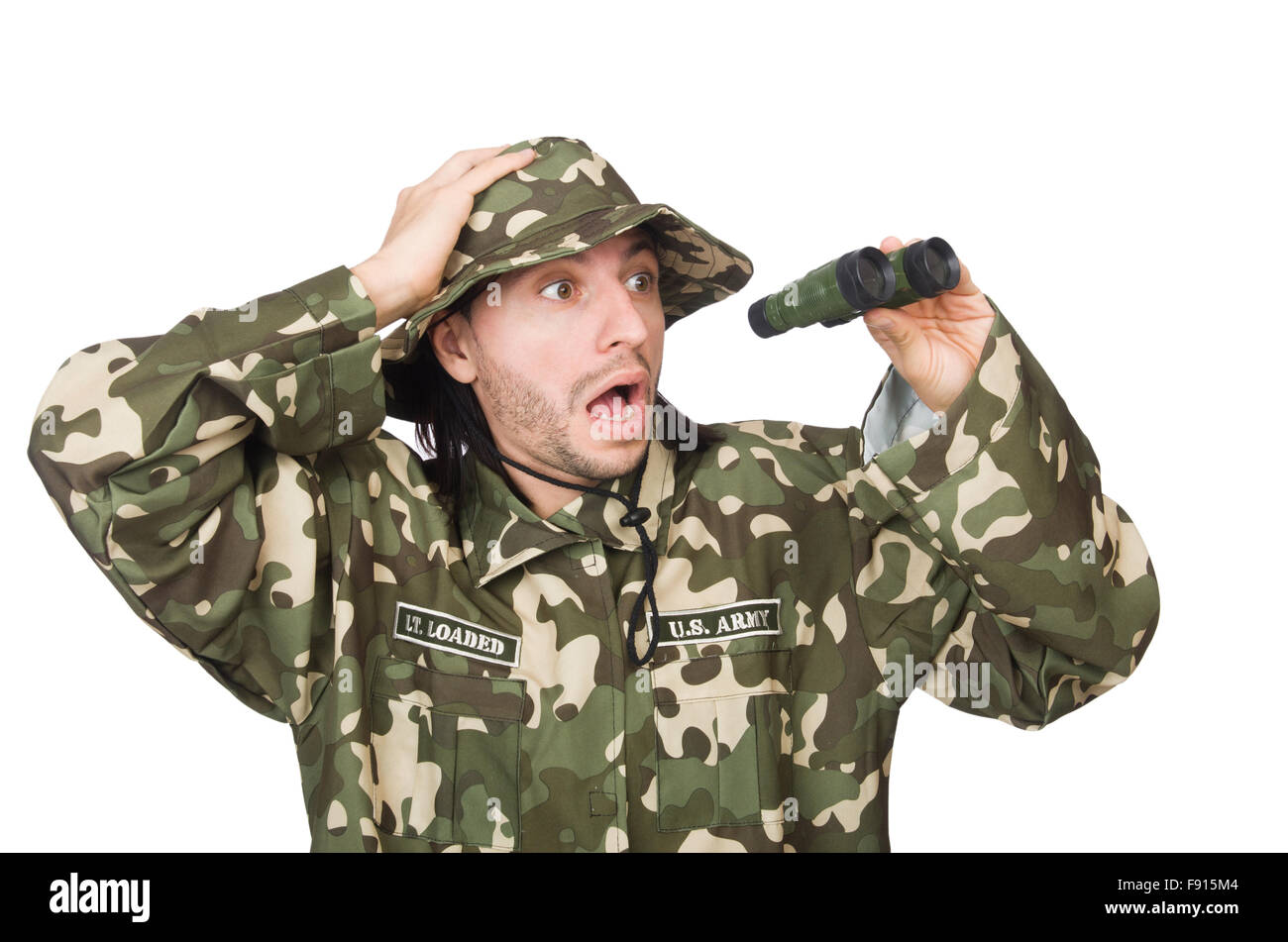 Funny soldier with binoculars hi-res stock photography and images - Alamy