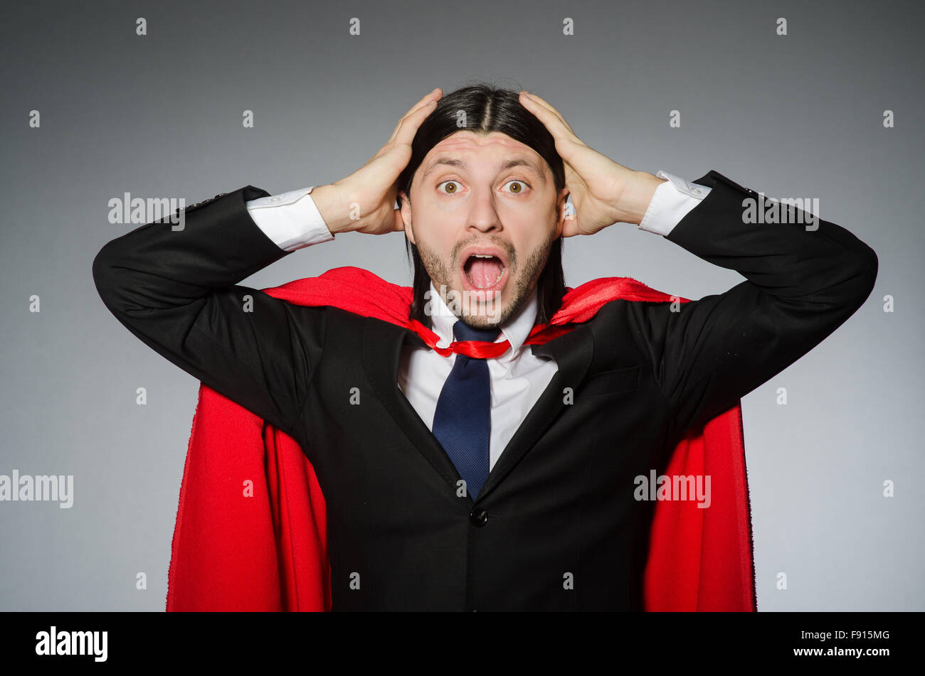 Man wearing red clothing in funny concept Stock Photo - Alamy