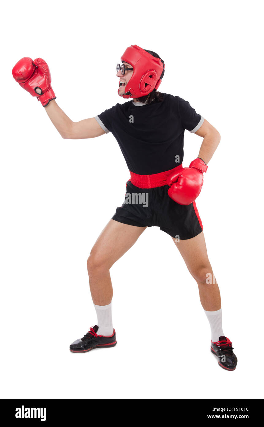 Funny boxer isolated on the white Stock Photo - Alamy