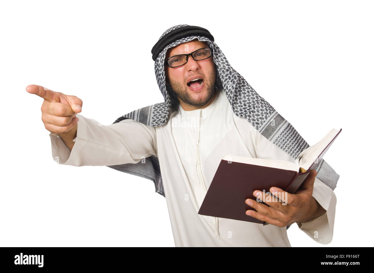 Concept with arab man isolated on white Stock Photo - Alamy