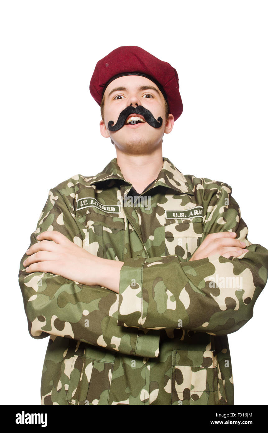 Funny soldier in military concept Stock Photo - Alamy