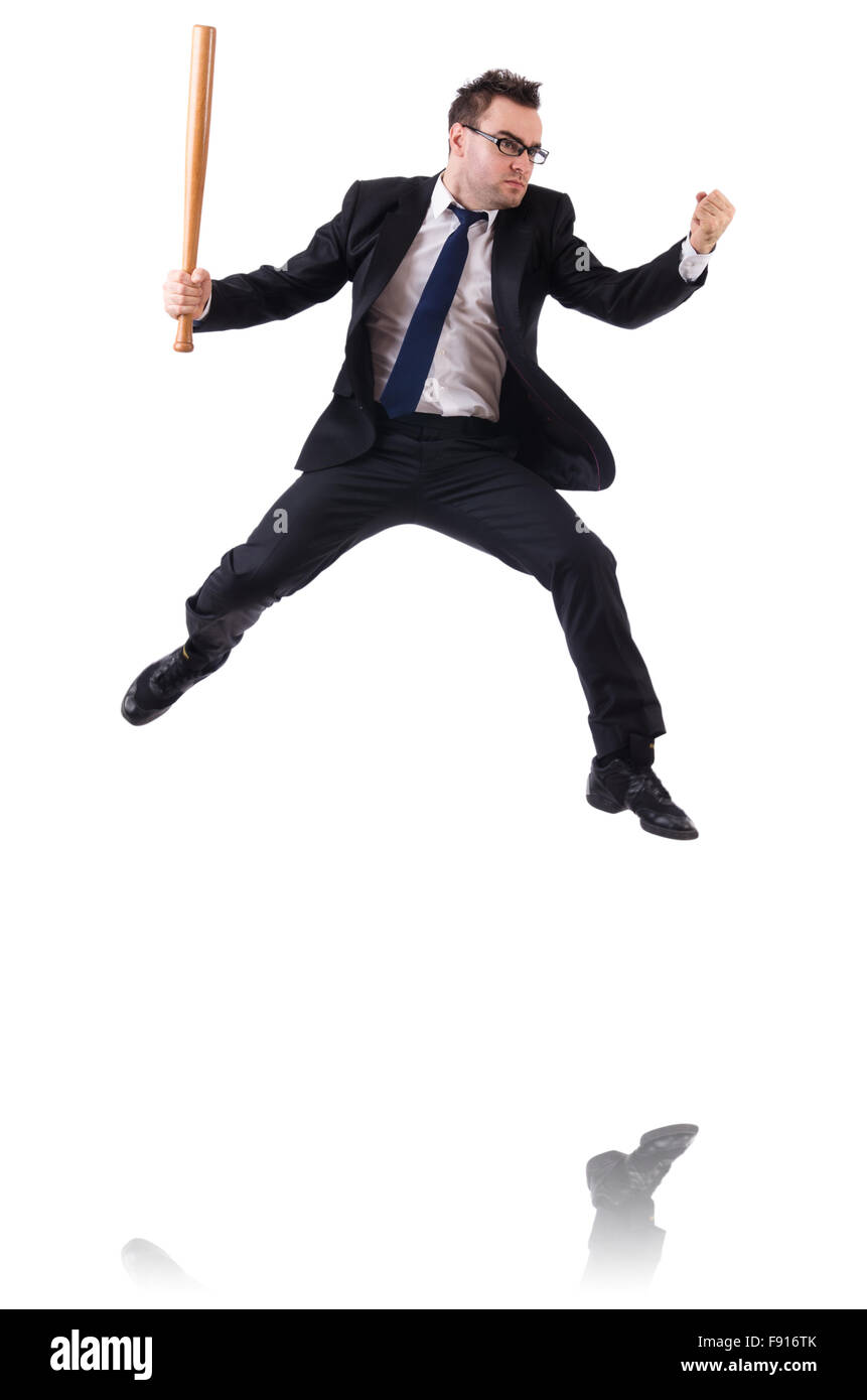 Man with baseball bat isolated on white Stock Photo - Alamy