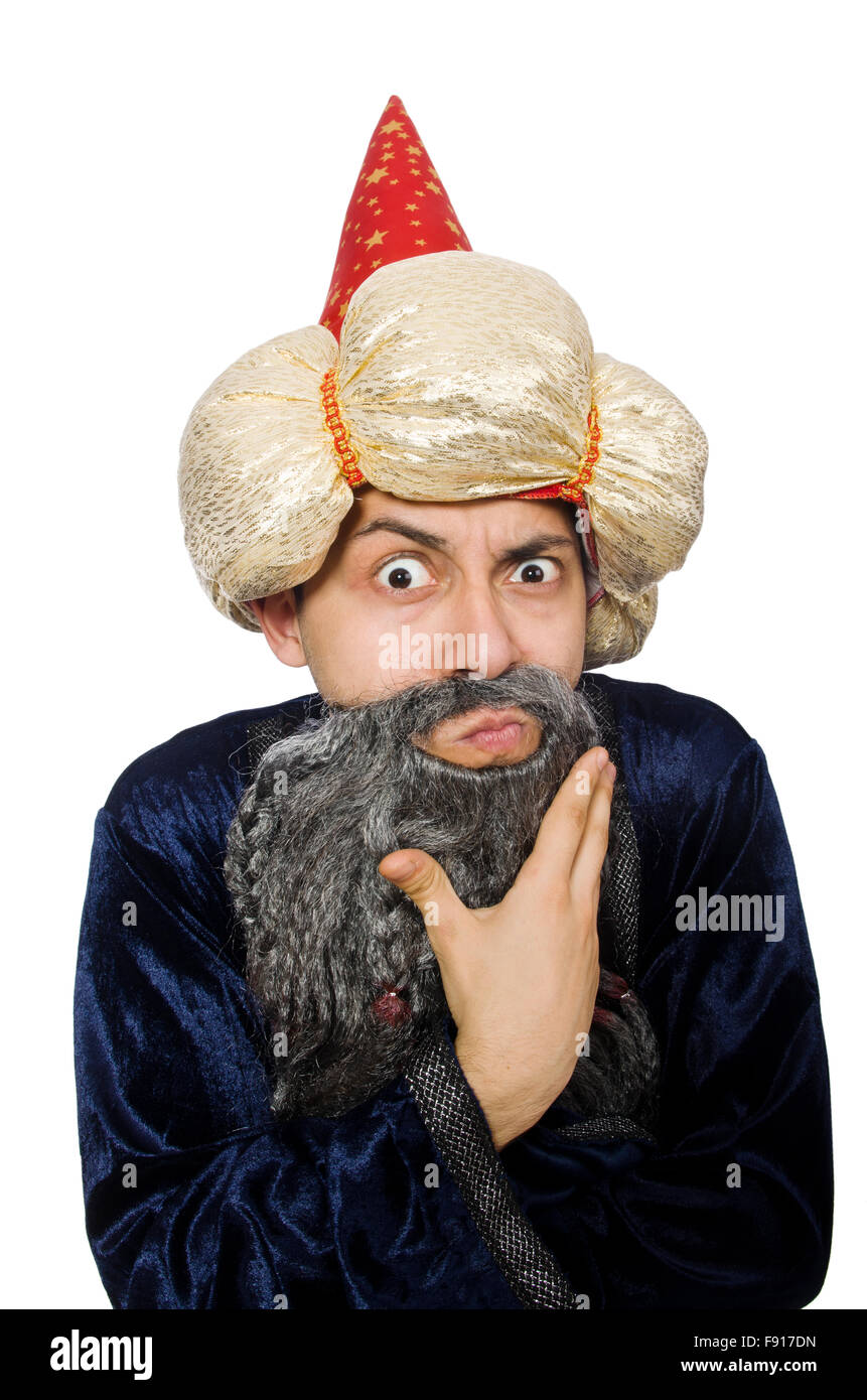 Funny wise wizard isolated on the white Stock Photo - Alamy