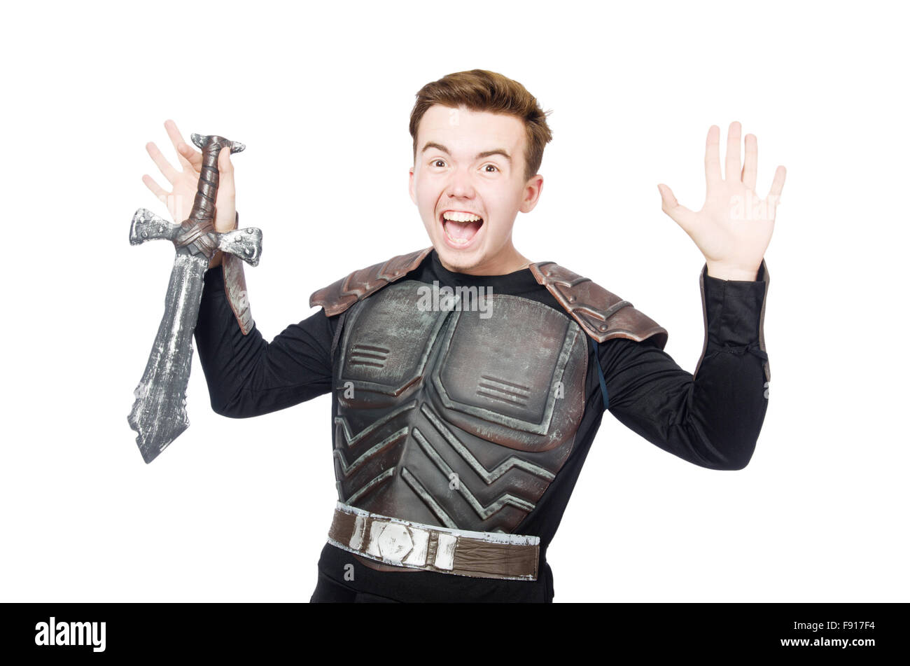Funny knight isolated on the white background Stock Photo - Alamy