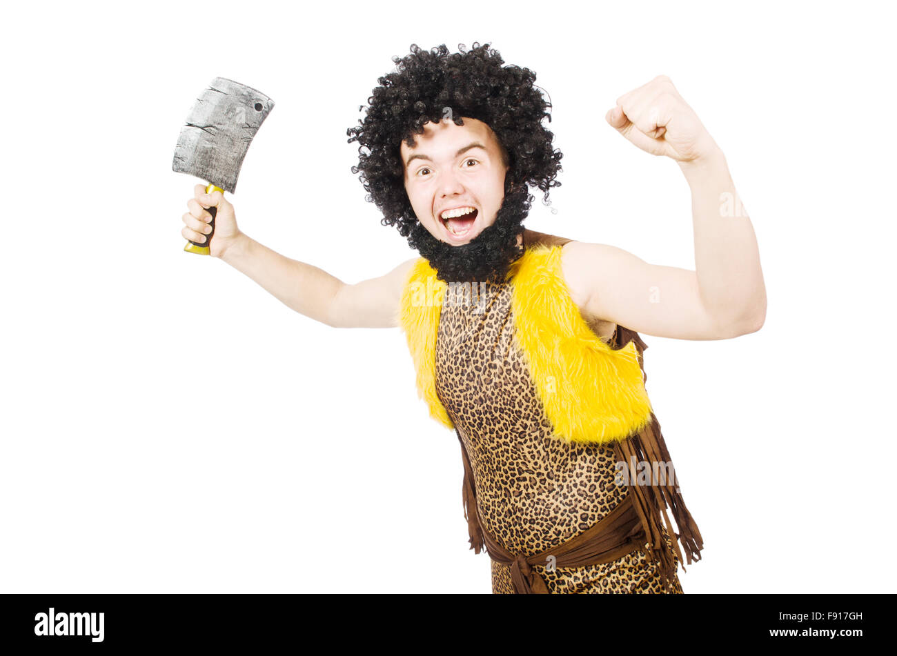 Savage man isolated on white Stock Photo - Alamy