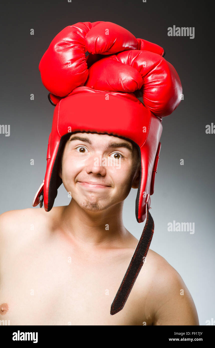Funny nerd boxer in sport concept Stock Photo - Alamy