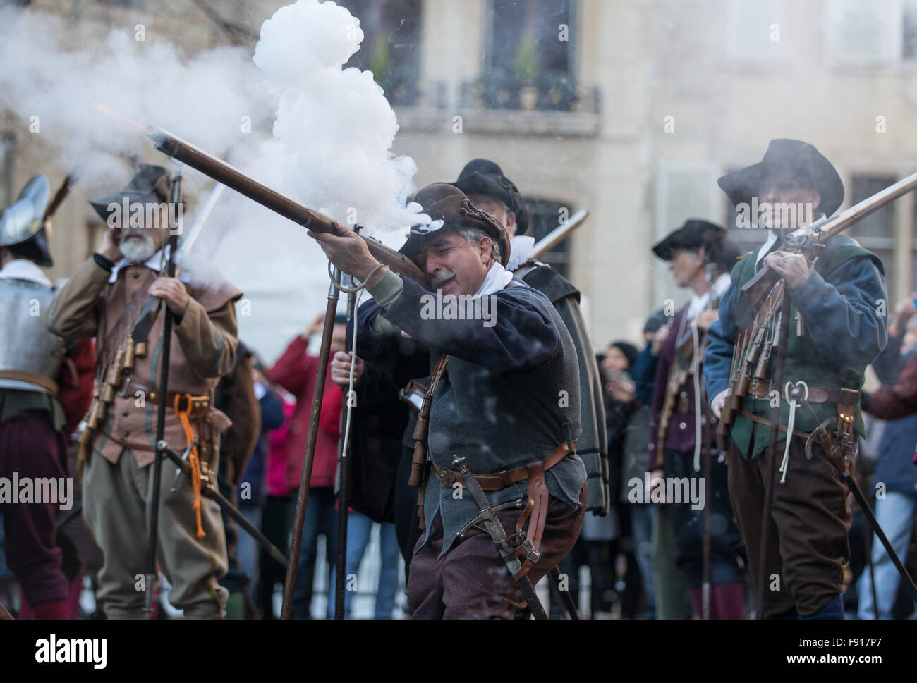 Geneva, Switzerland. 11th Dec, 1602. People dressed in ancient uniforms ...