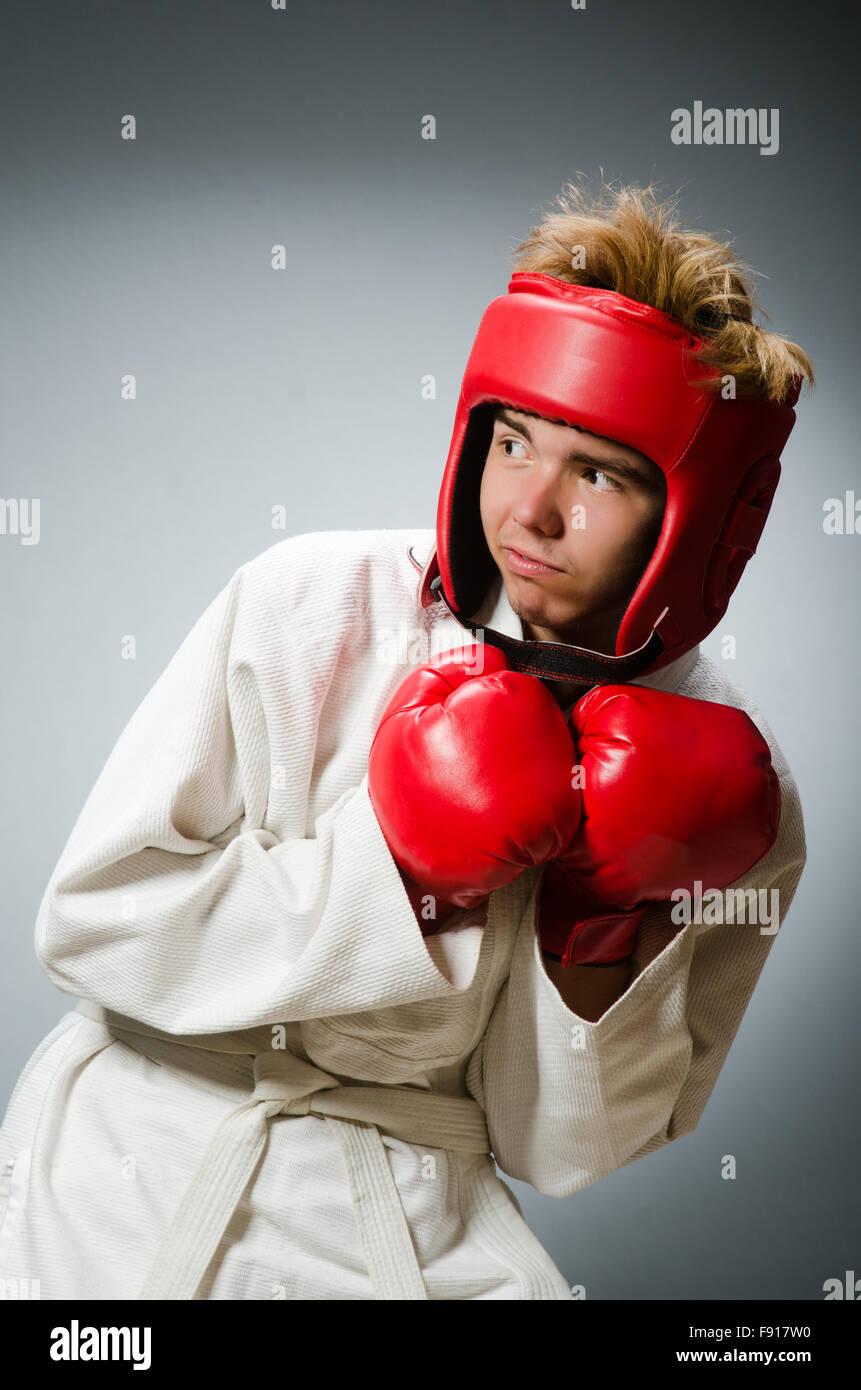 Funny boxer against dark background Stock Photo - Alamy