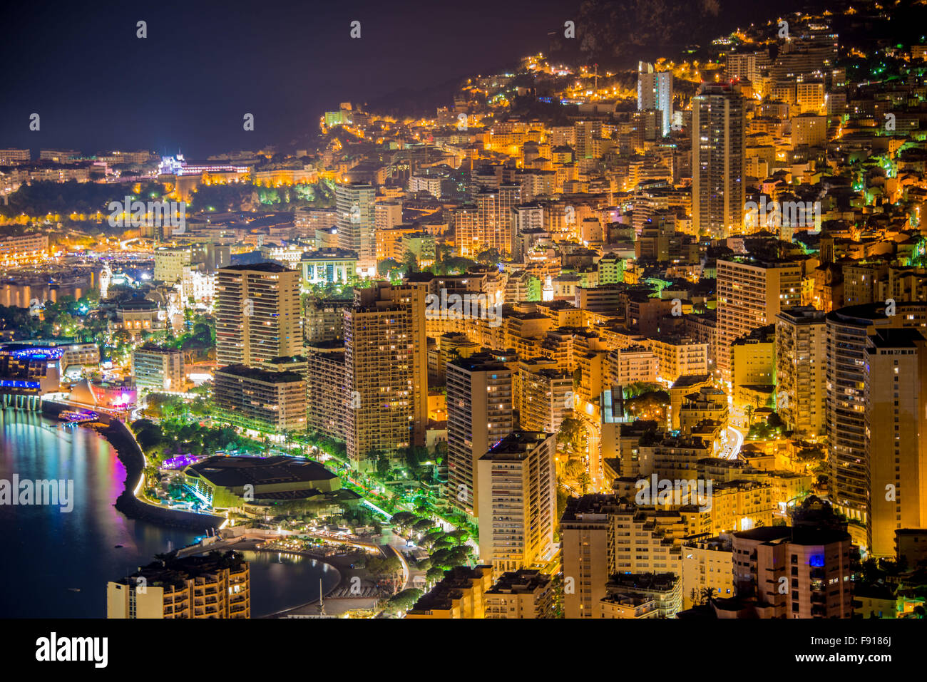 Night view of Monaco from mountain Stock Photo - Alamy