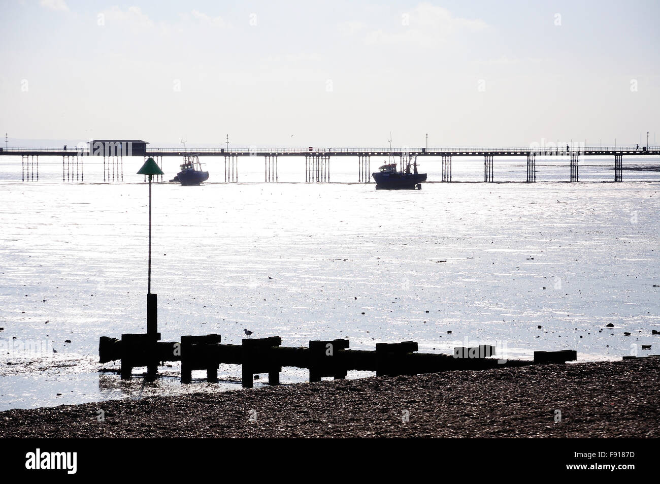 Southend Pleasure Pier from main beach, Southend-on-Sea, Essex, England ...