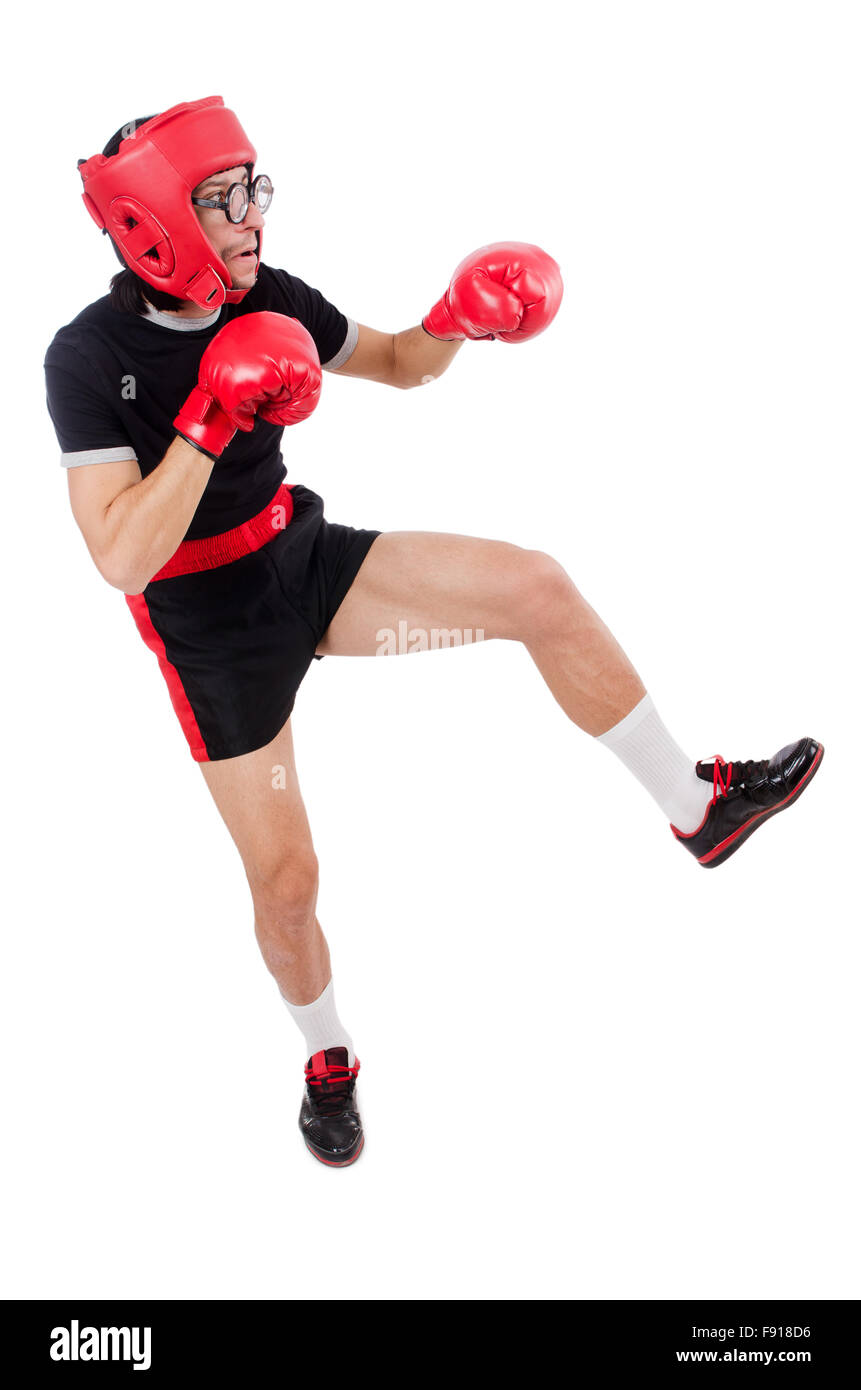Funny boxer isolated on the white Stock Photo - Alamy