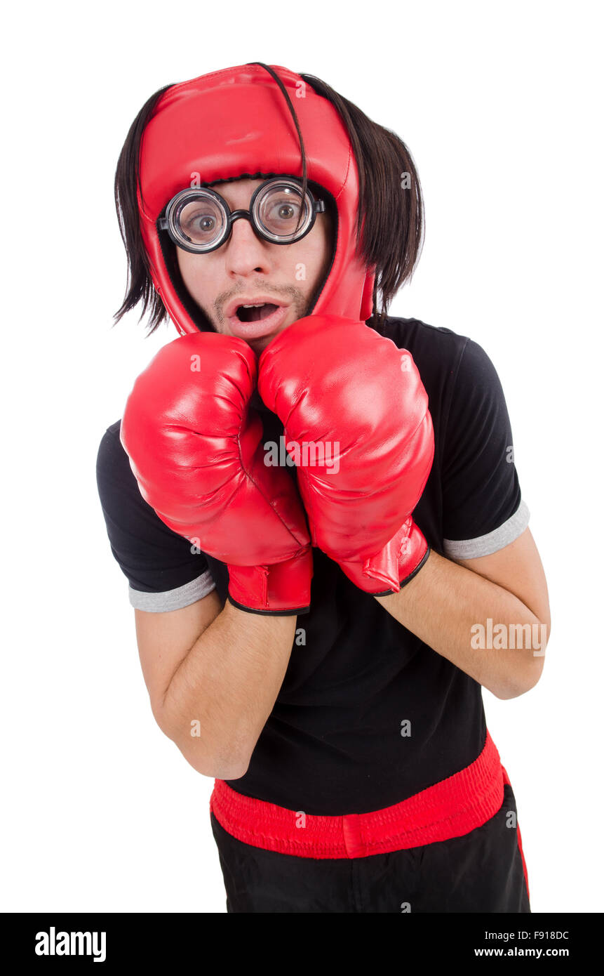 Funny boxer isolated on the white Stock Photo - Alamy