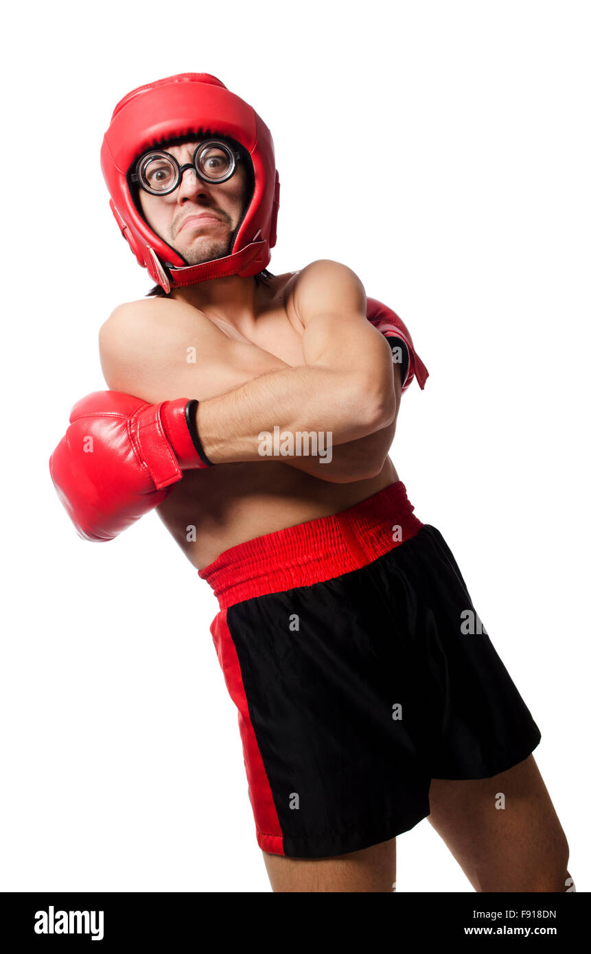 Funny boxer isolated on the white Stock Photo - Alamy
