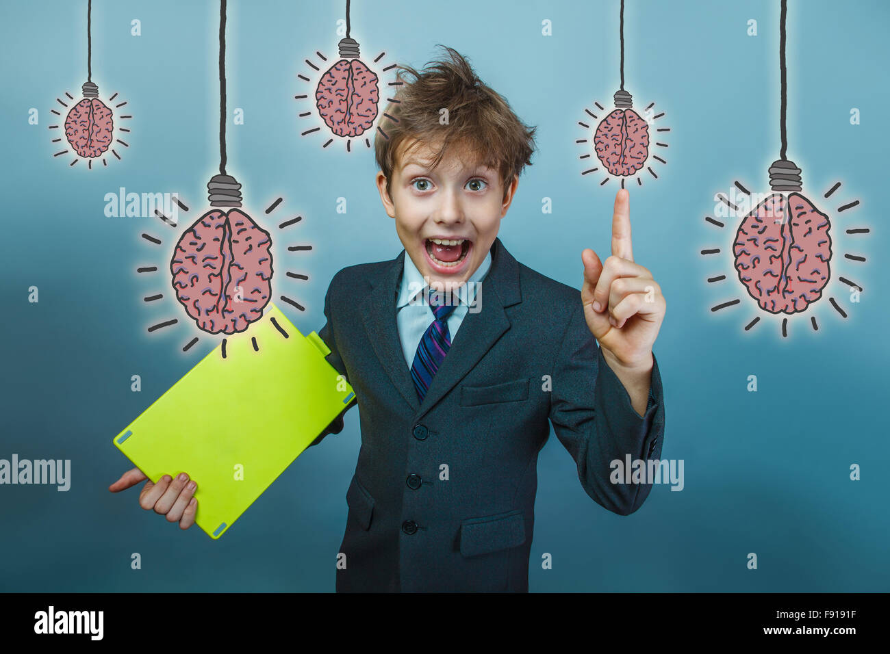 adolescent boy official style disheveled head holding plate open Stock ...