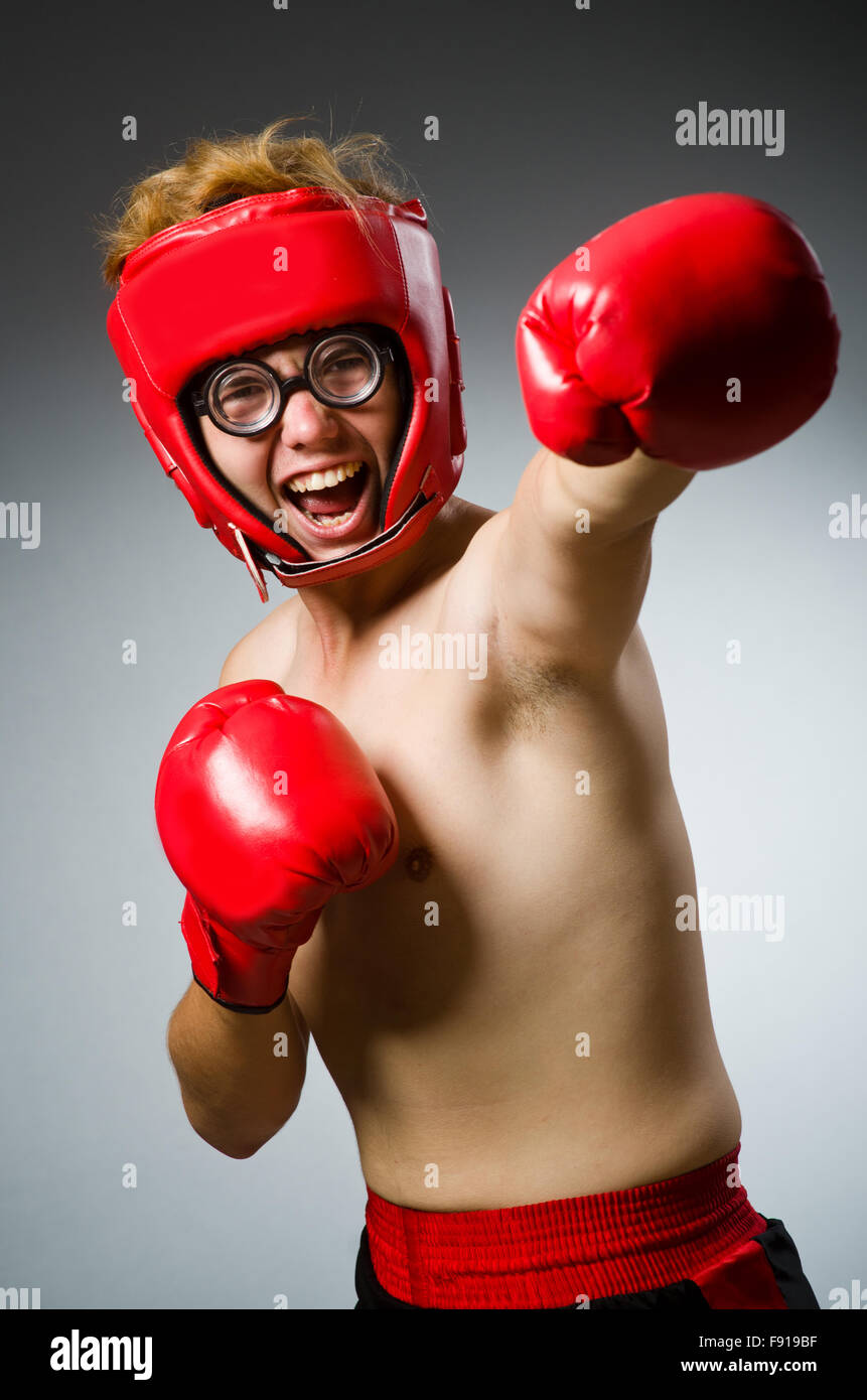 Funny nerd boxer in sport concept Stock Photo - Alamy