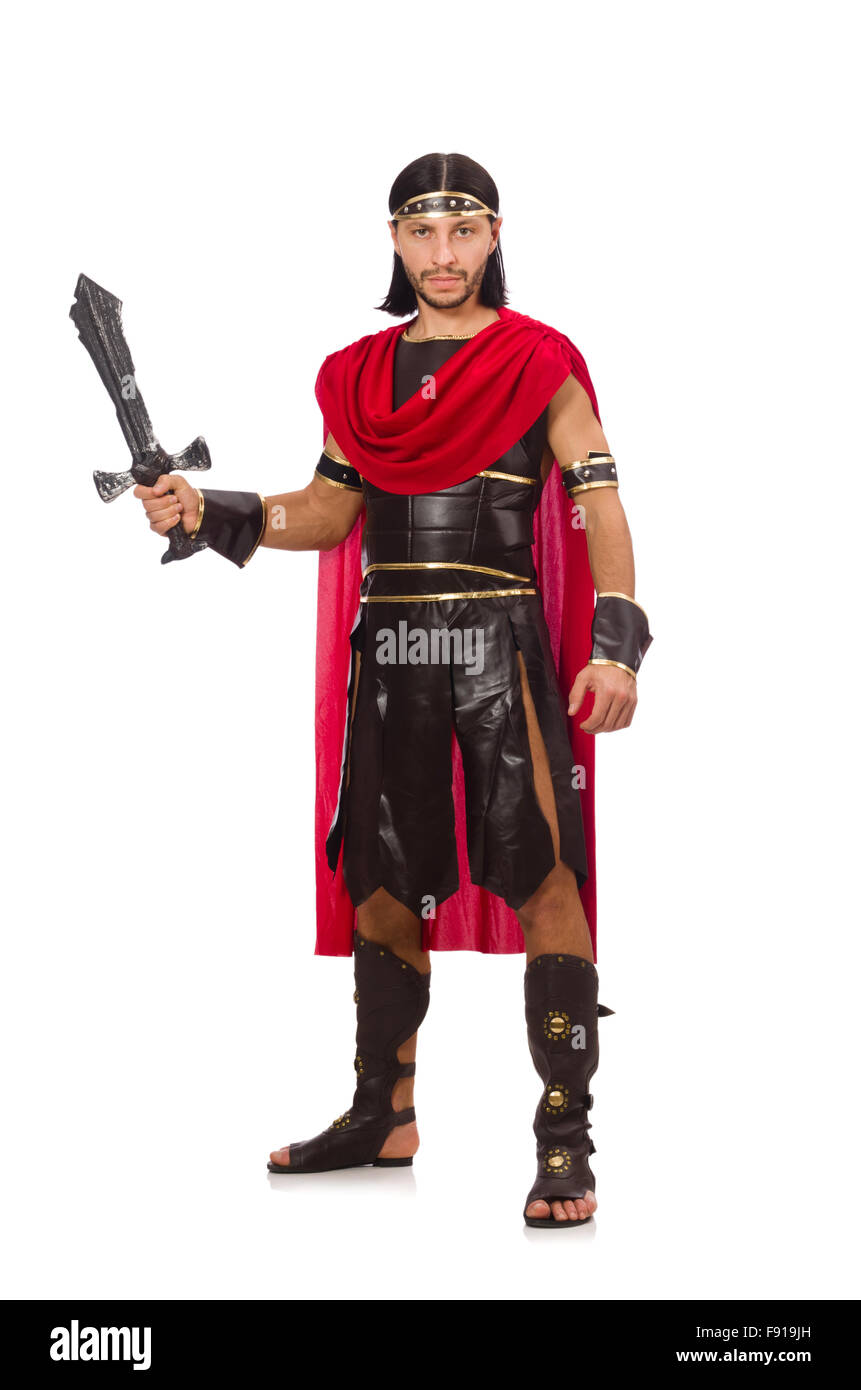 Ancient warrior gladiator posing Cut Out Stock Images & Pictures - Alamy