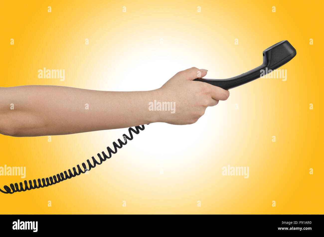 Hand with phone isolated on white Stock Photo - Alamy