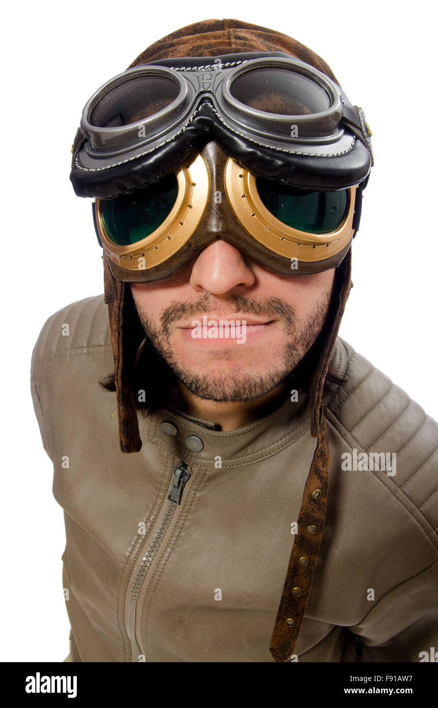 Funny pilot isolated on the white Stock Photo - Alamy