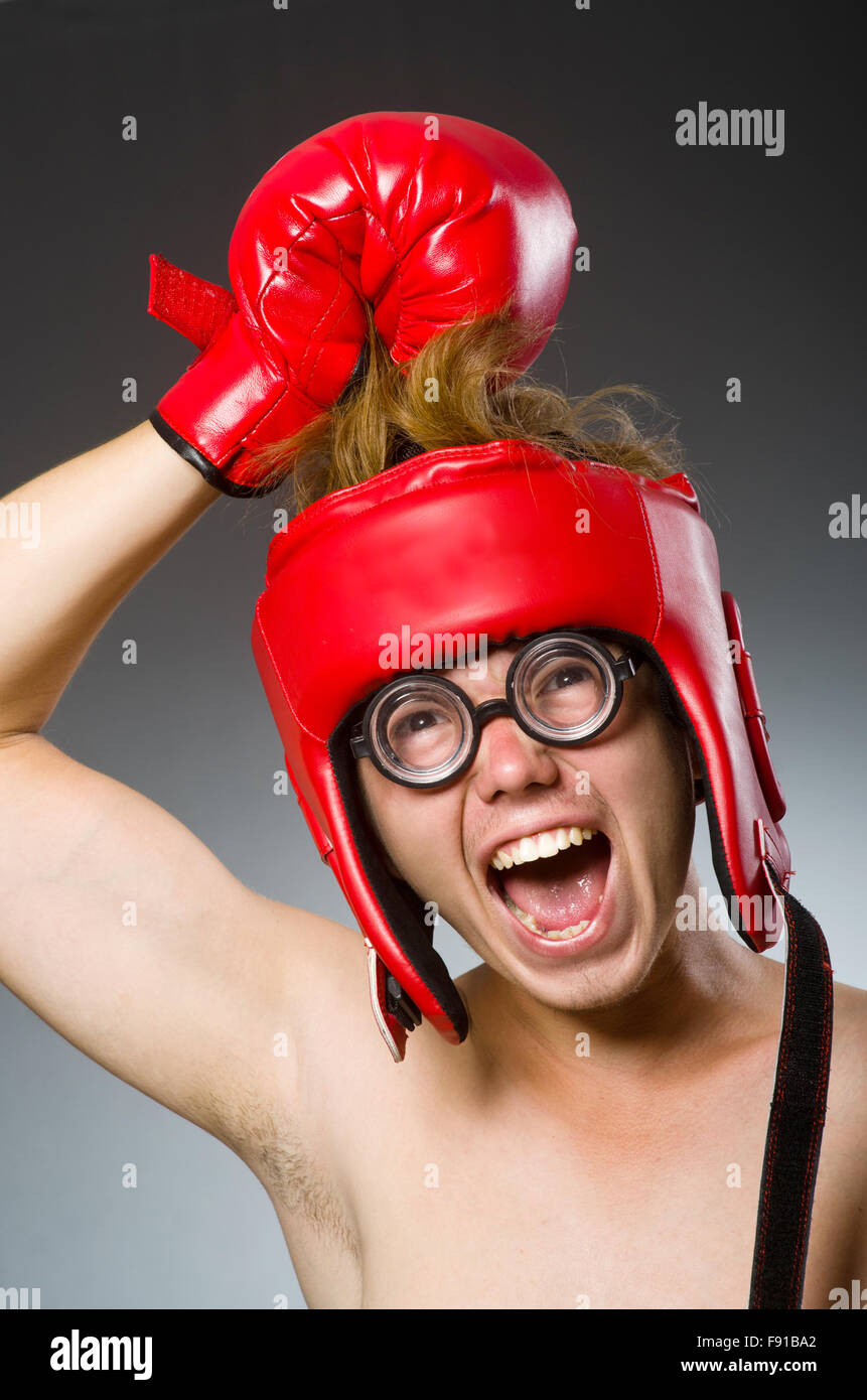 Funny boxer against dark background Stock Photo - Alamy