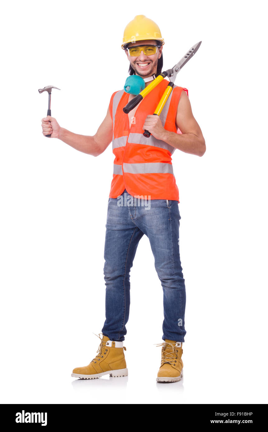 Worker helmet safety googles Cut Out Stock Images & Pictures - Alamy