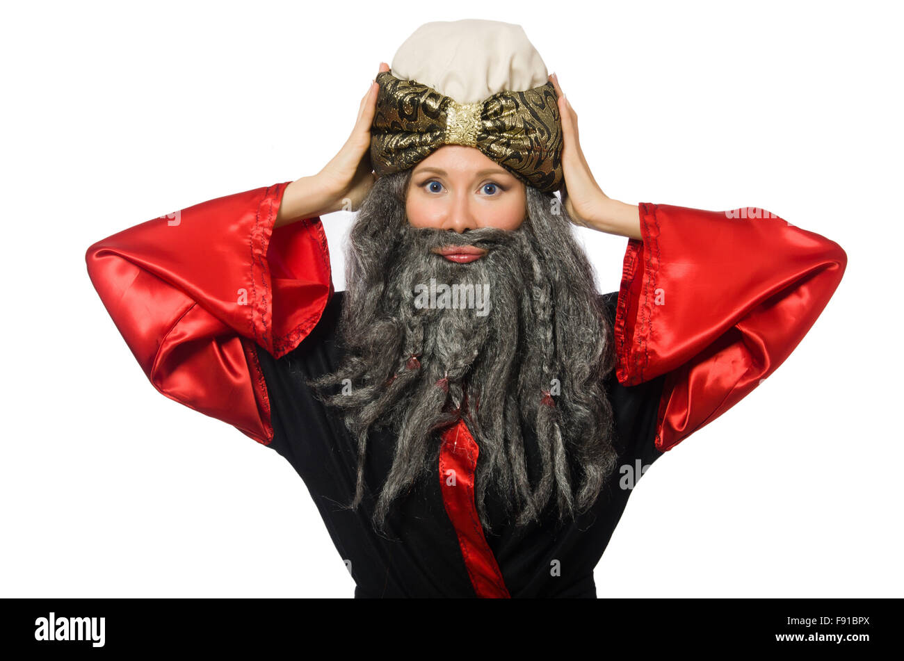 Female magician isolated on white Stock Photo - Alamy