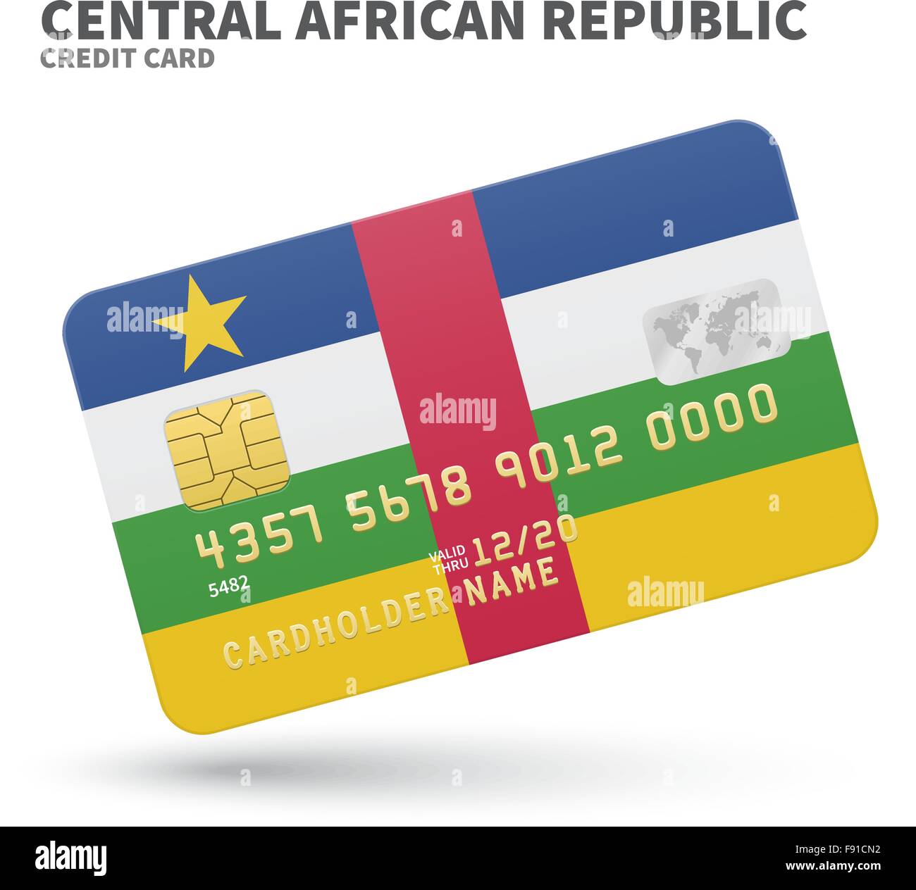 Credit card with Central African Republic flag background for bank ...