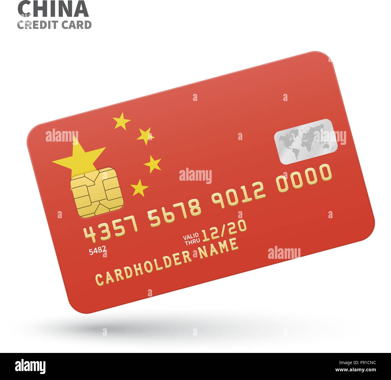 Credit card with China flag background for bank, presentations and ...