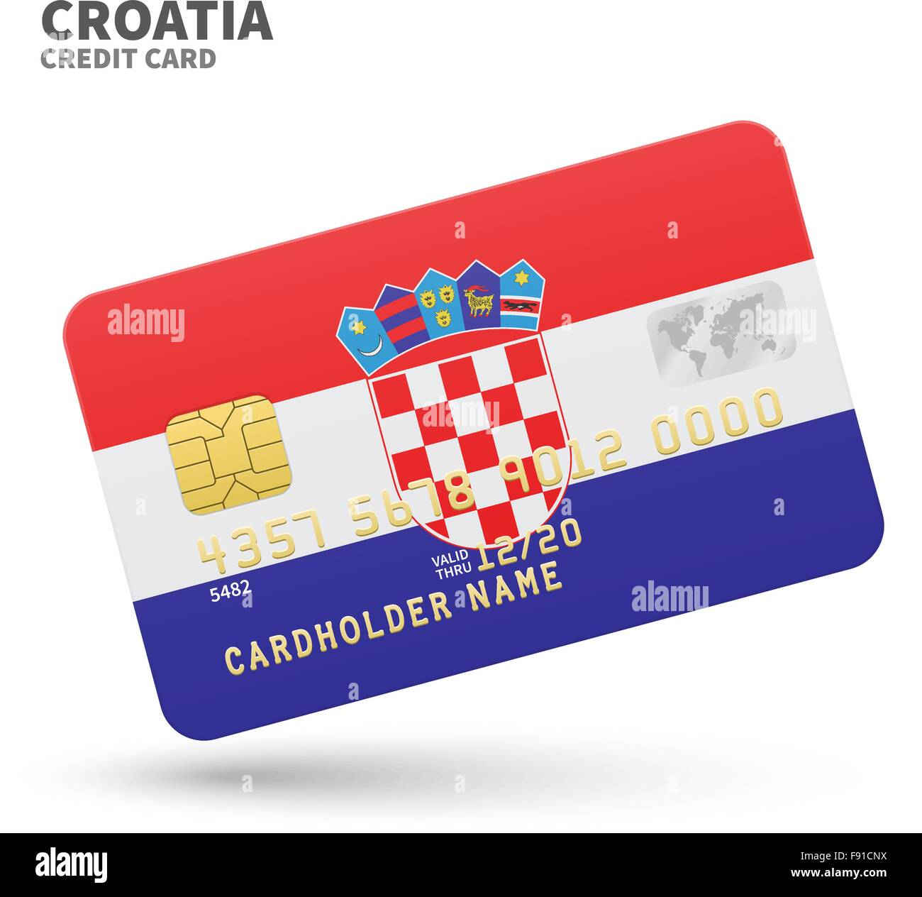 Credit card with Croatia flag background for bank, presentations and ...