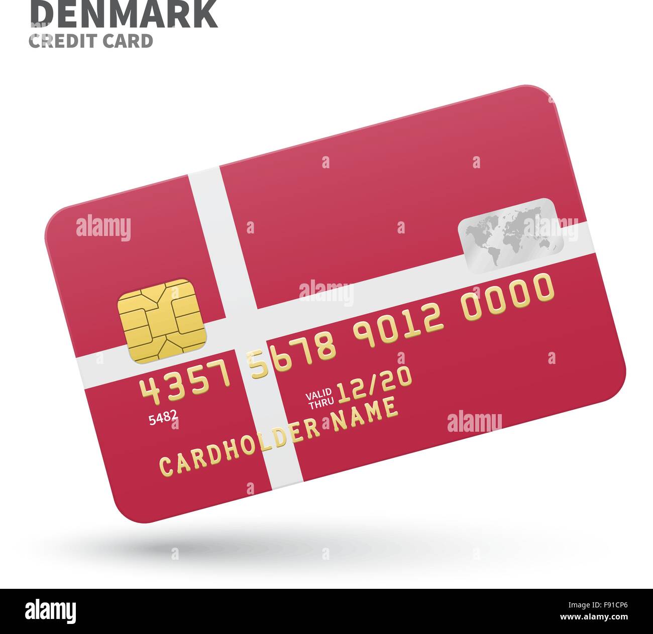 Credit card with Denmark flag background for bank, presentations and ...