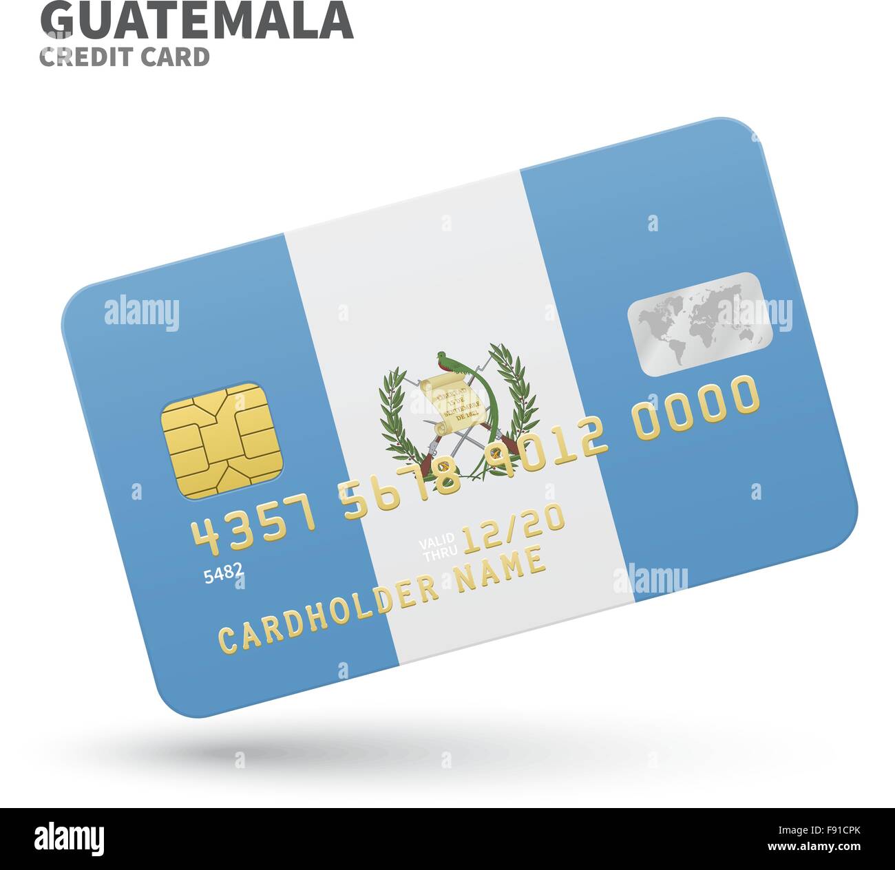 Credit card with Guatemala flag background for bank, presentations and ...