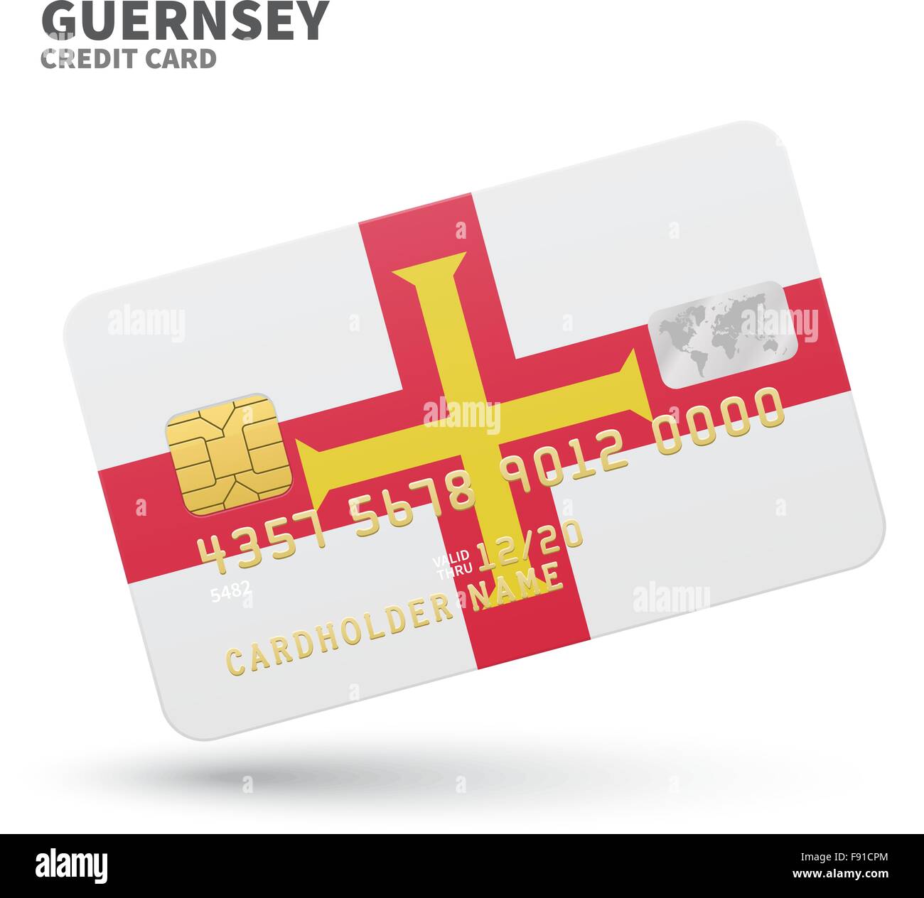Credit card with Guernsey flag background for bank, presentations and ...