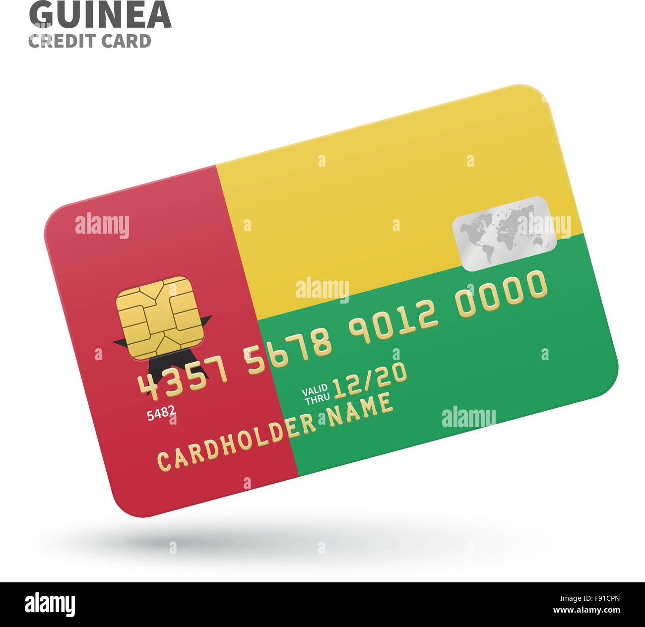 Credit card with Guinea flag background for bank, presentations and ...