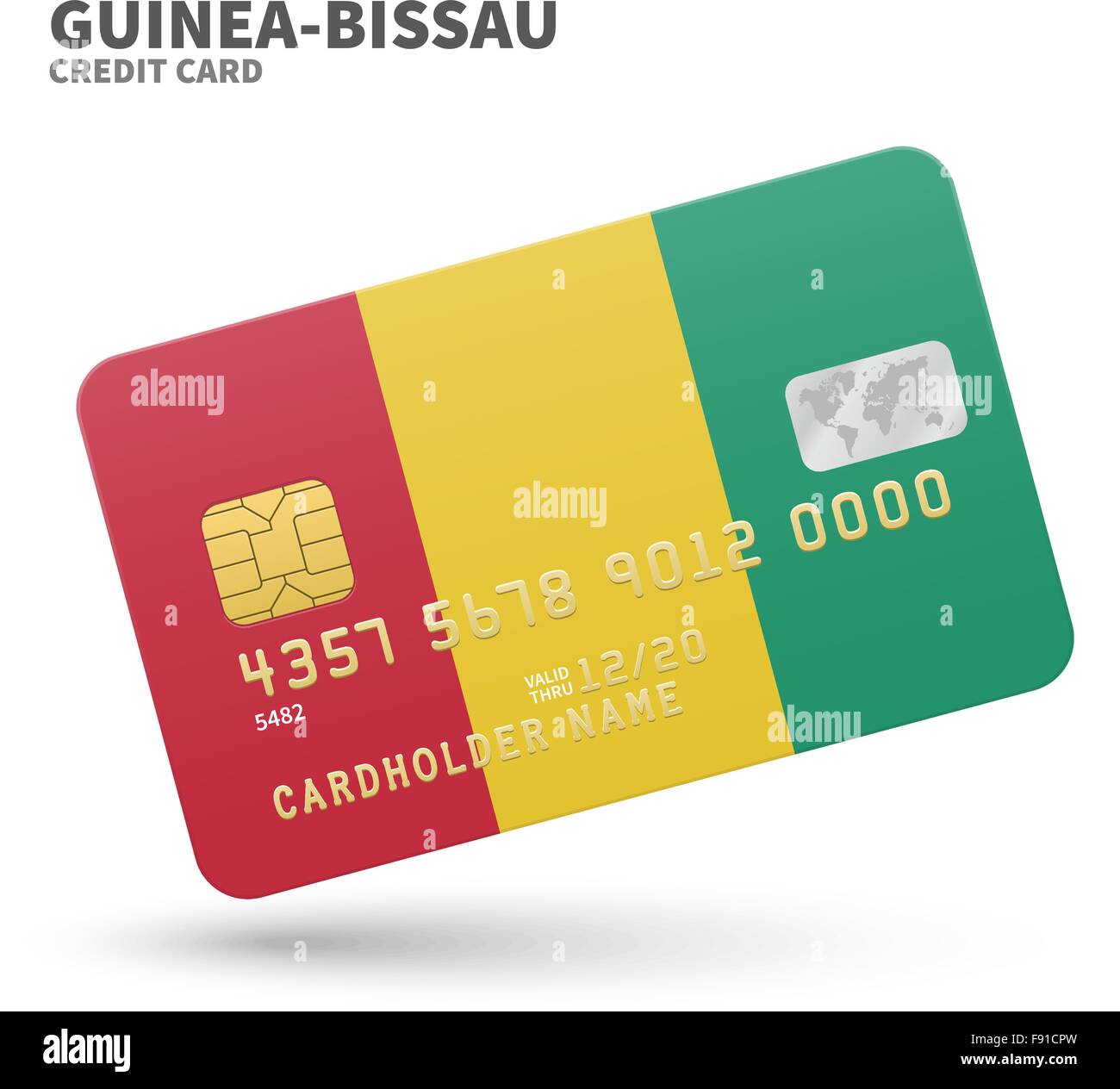 Credit card with Guinea-Bissau flag background for bank, presentations ...