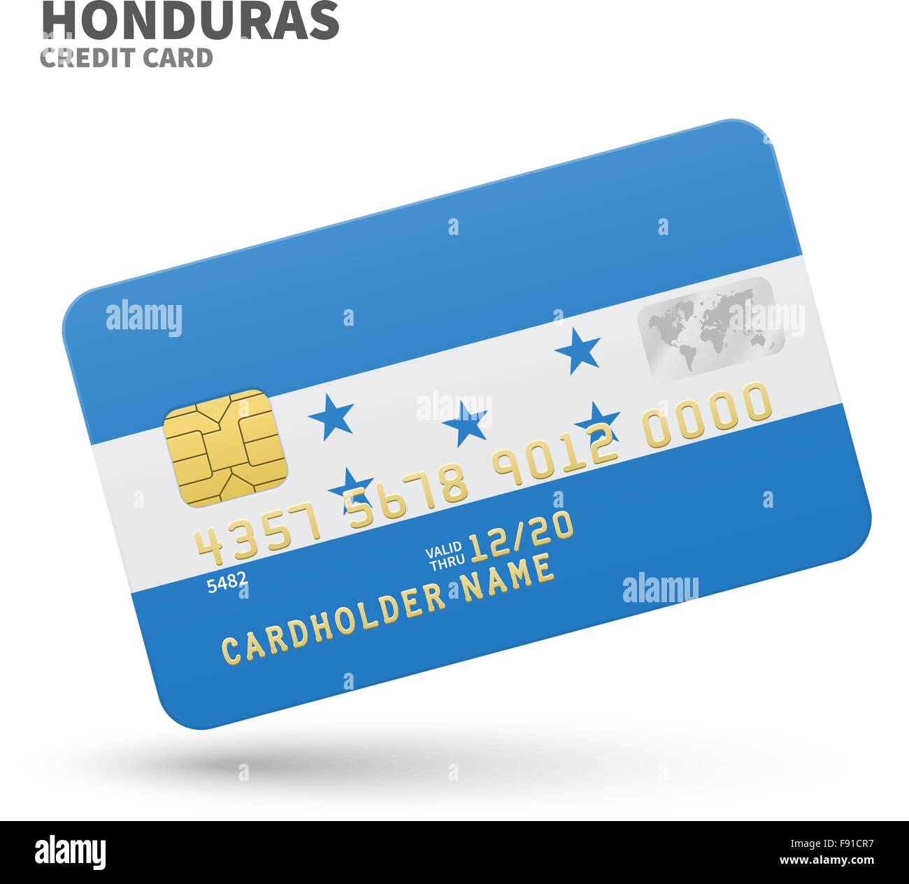 Credit card with Honduras flag background for bank, presentations and ...