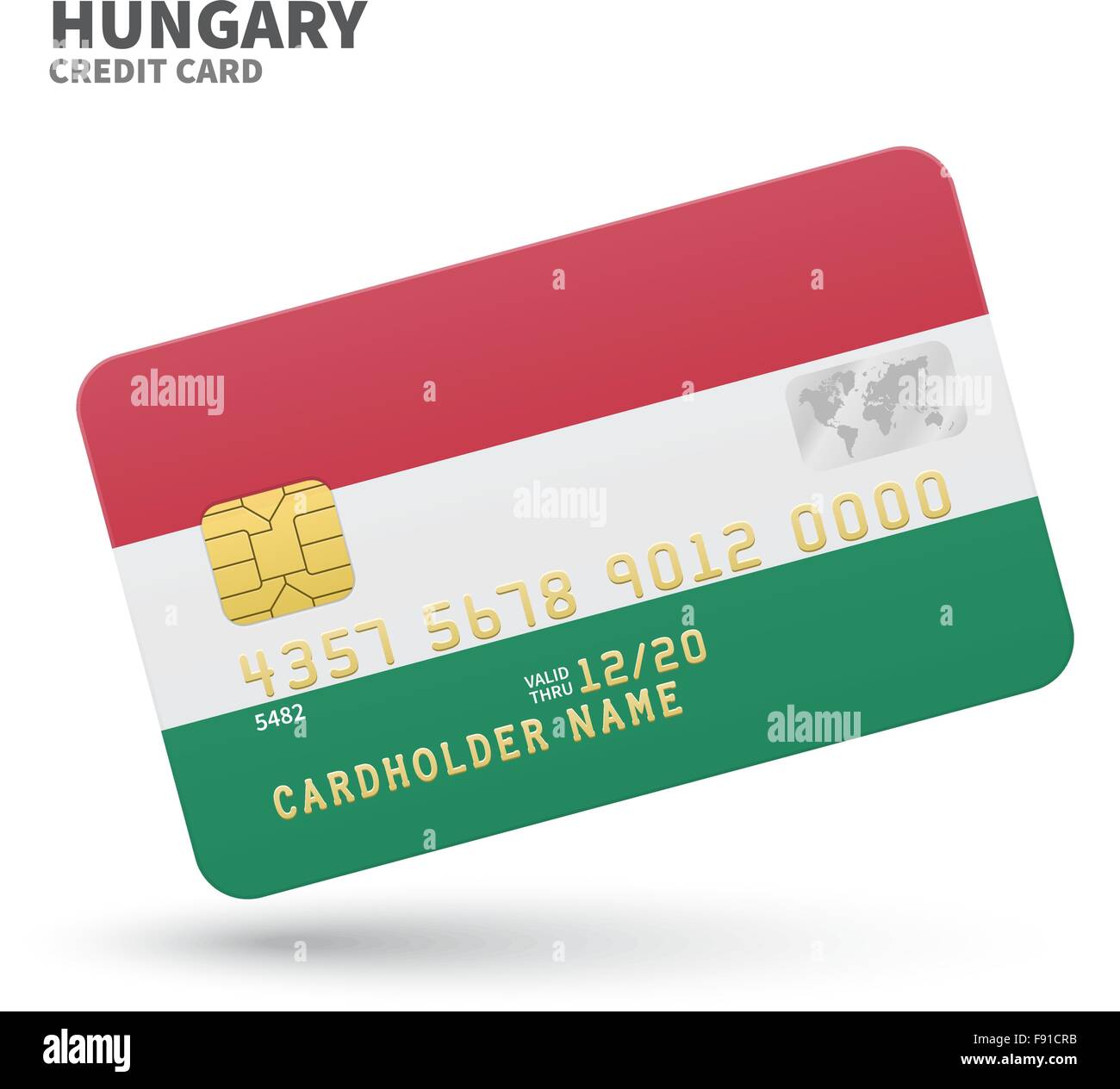 Credit card with Hungary flag background for bank, presentations and ...