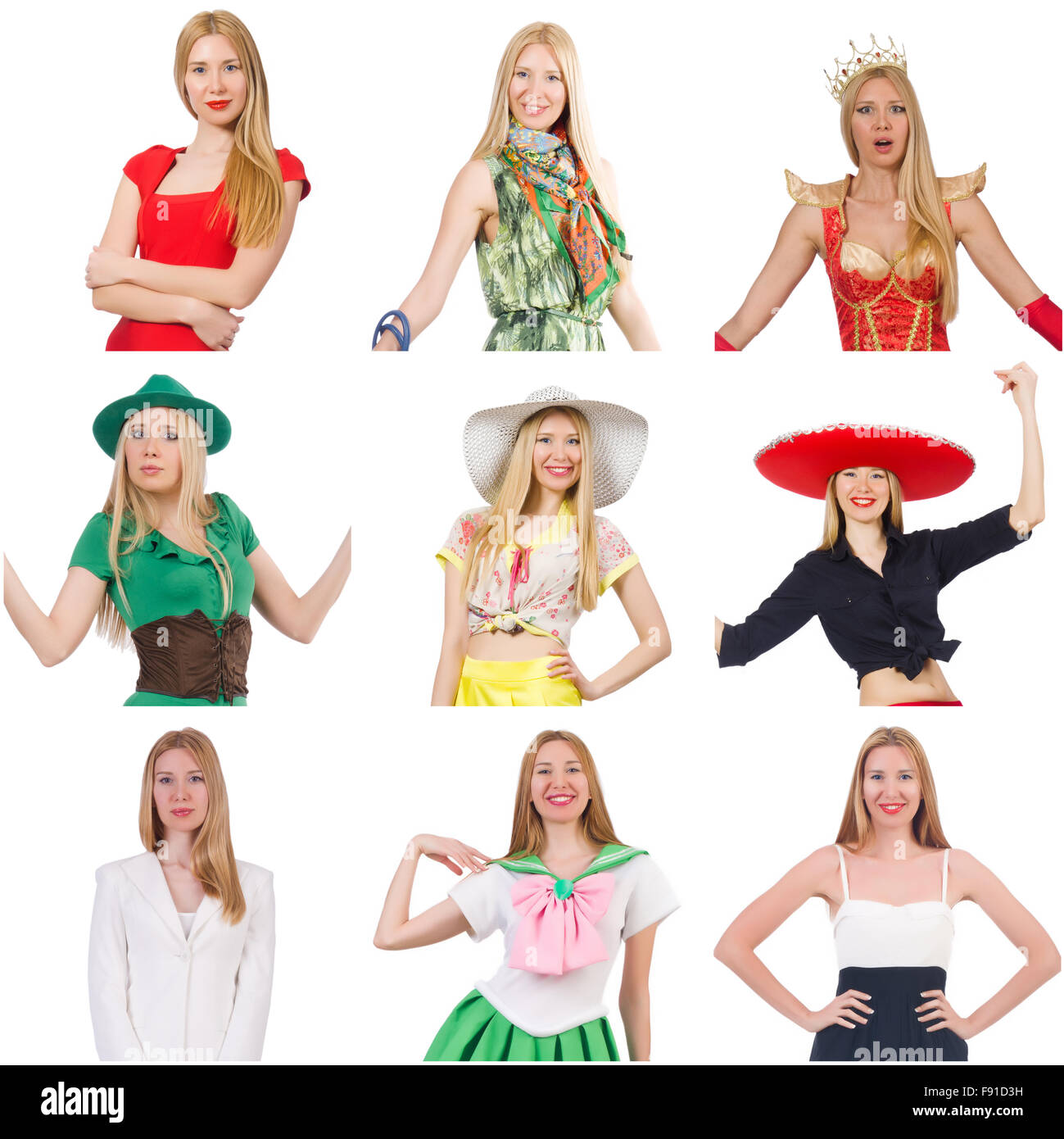 Collage of many faces from same model Stock Photo - Alamy