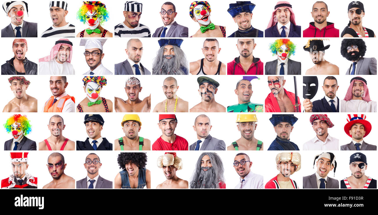 Collage of many faces from same model Stock Photo - Alamy