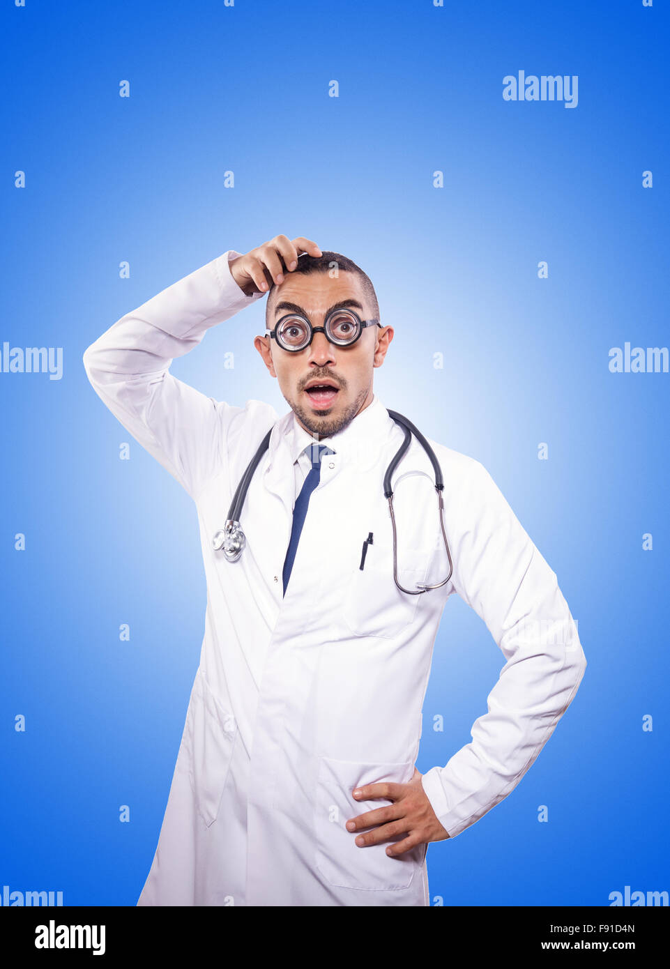 Funny doctor against the gradient Stock Photo - Alamy
