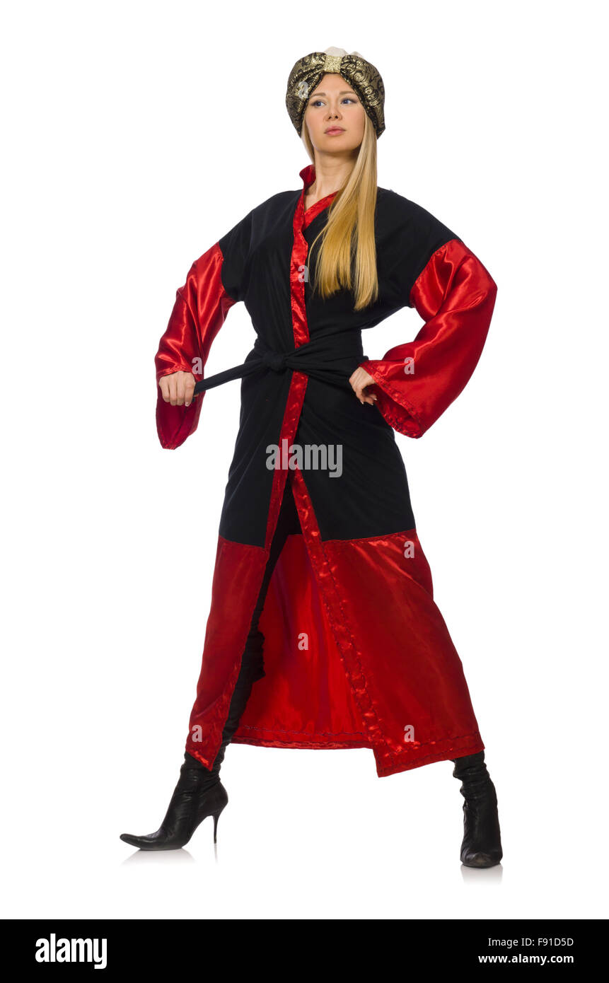 Female magician isolated on white Stock Photo - Alamy