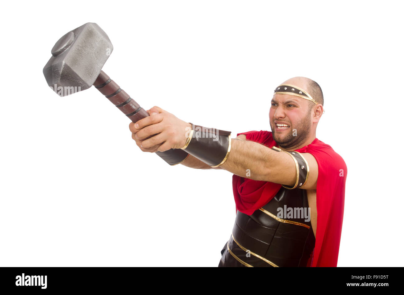 Gladiator with hammer isolated on white Stock Photo - Alamy