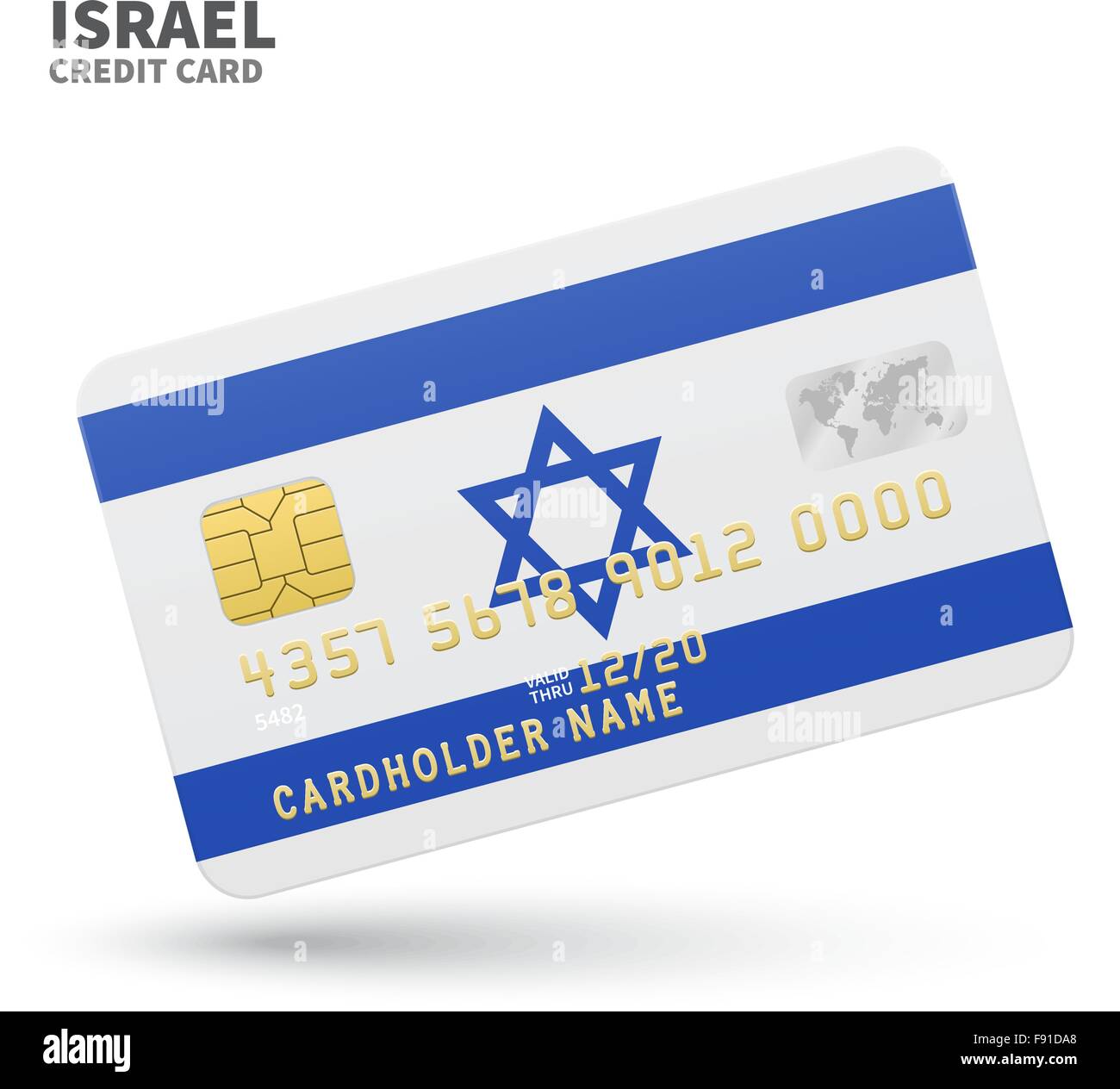 Credit card with Israel flag background for bank, presentations and ...