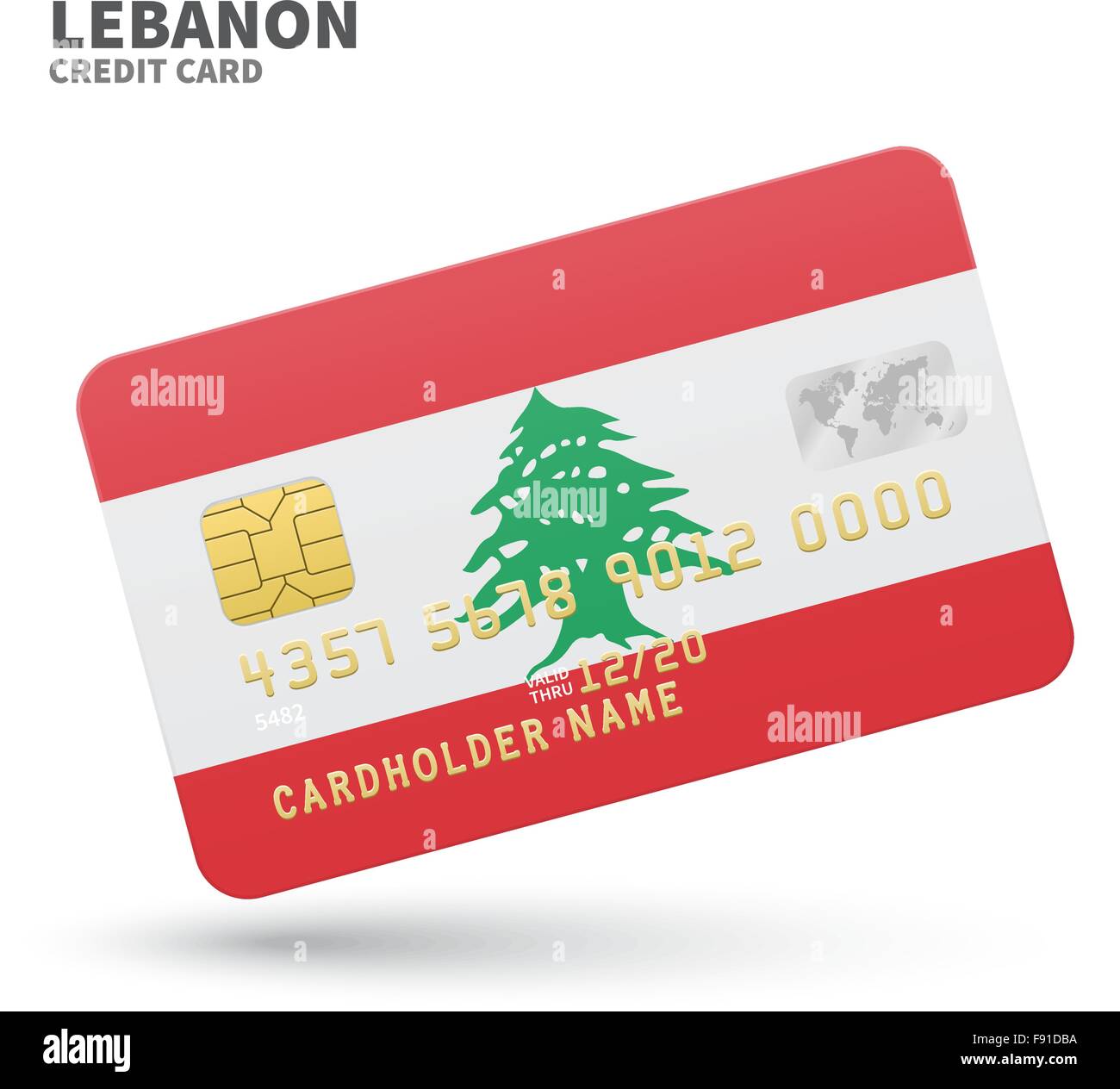 Credit card with Lebanon flag background for bank, presentations and ...