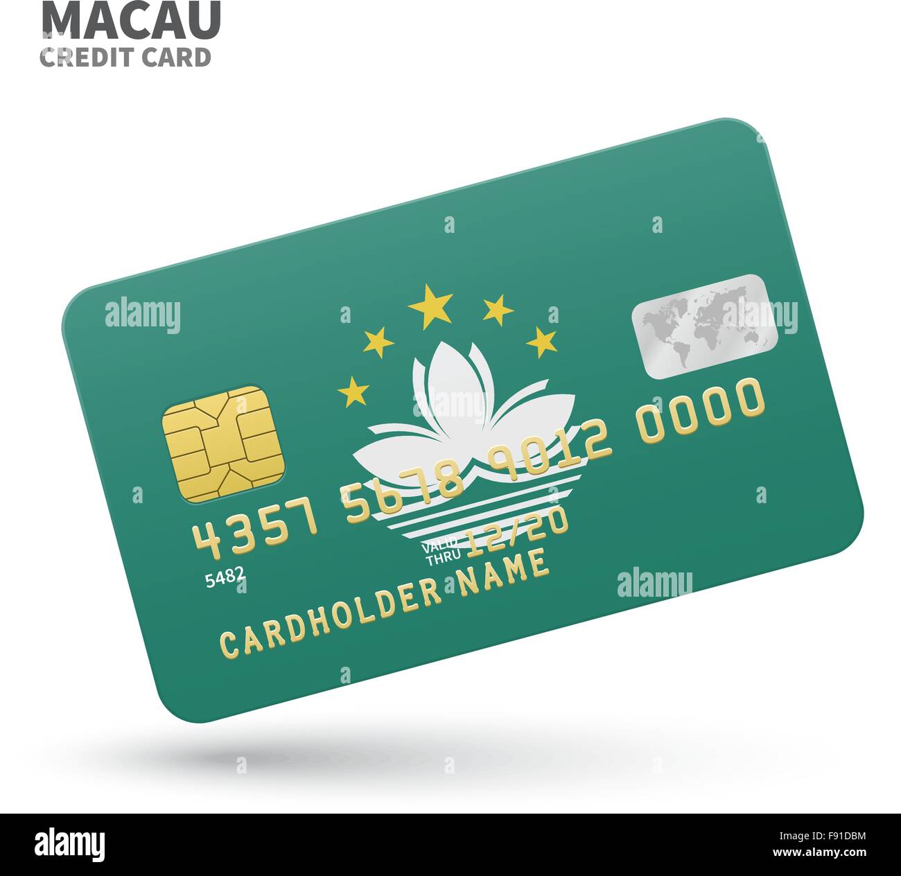 Credit card with Macau flag background for bank, presentations and ...