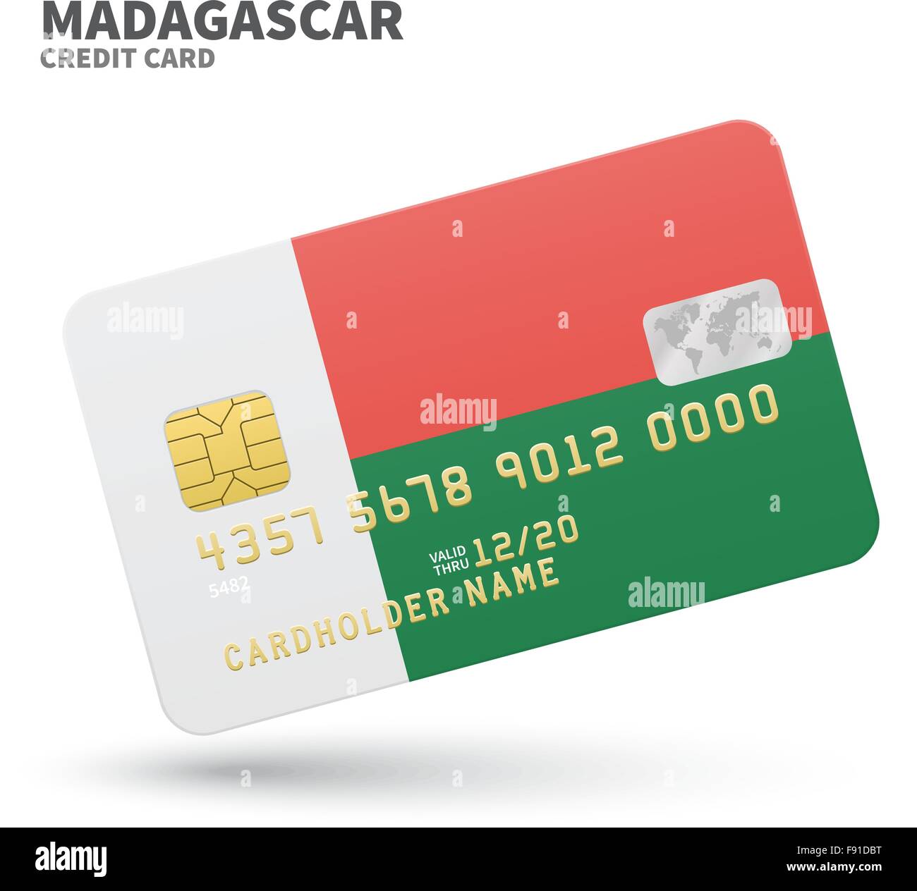 Credit card with Madagascar flag background for bank, presentations and ...
