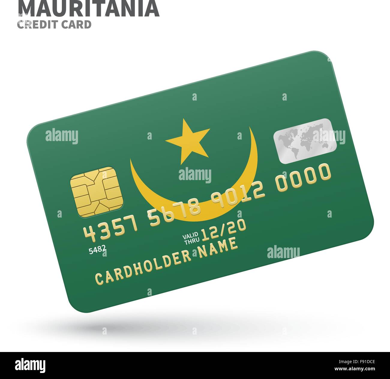Credit card with Mauritania flag background for bank, presentations and ...