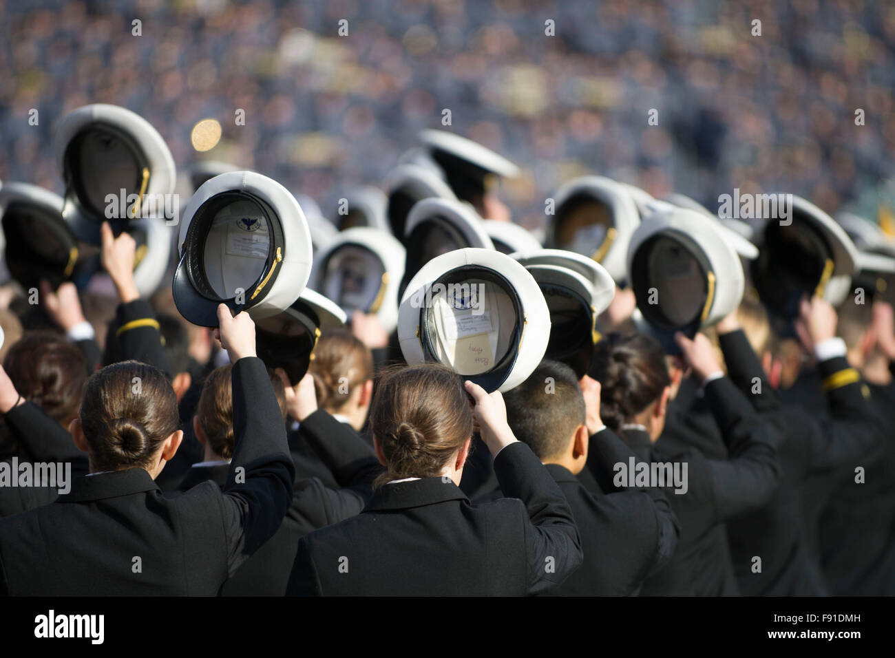 Philadelphia, PA, USA. 12th Dec, 2015. The Navy Midshipmen salute prior ...